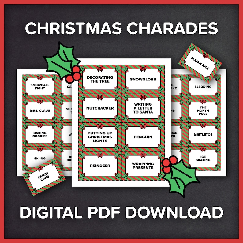Christmas Charades Game Printable | 112 Christmas Charades Cards ...