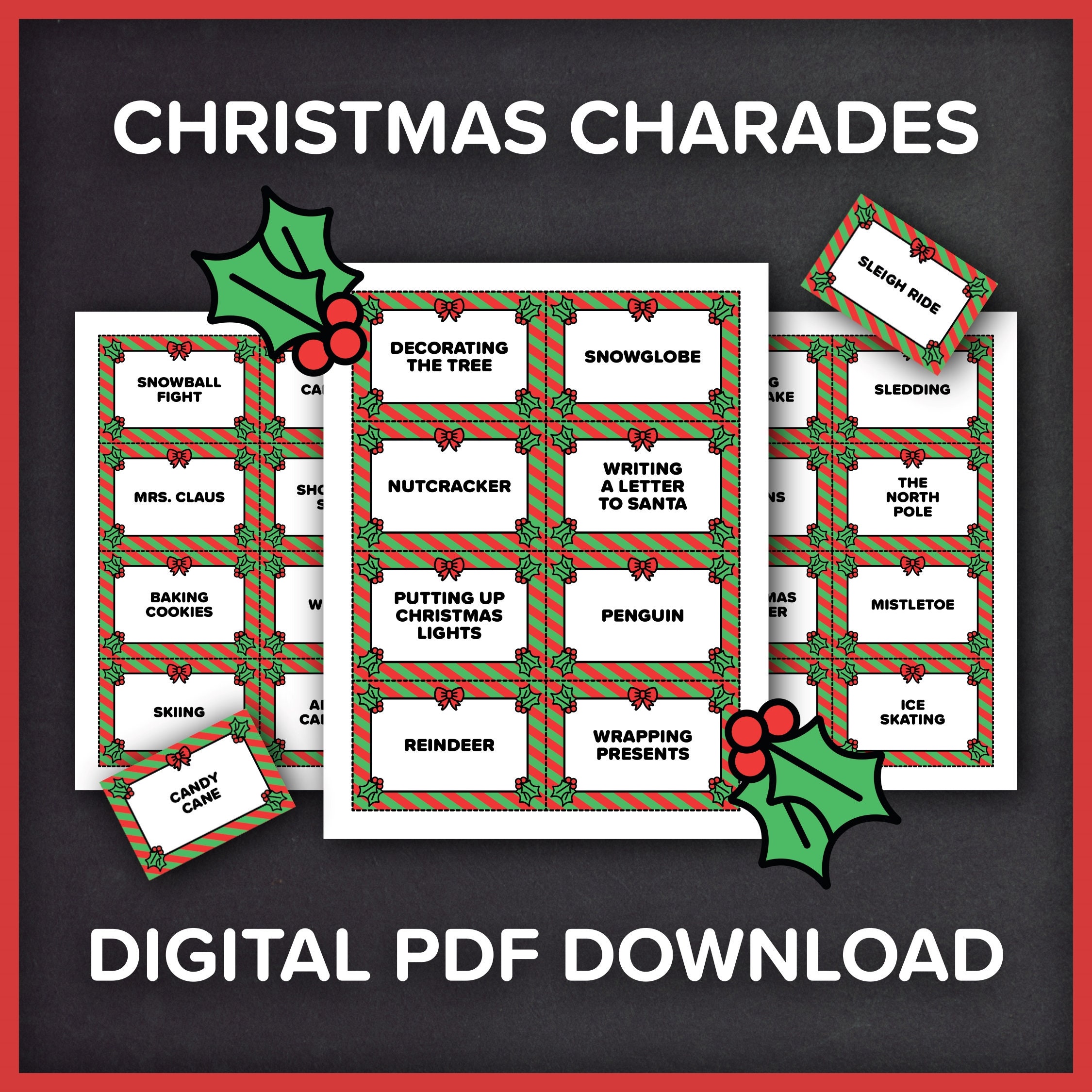Christmas Charades Game Printable | 112 Christmas Charades Cards ...