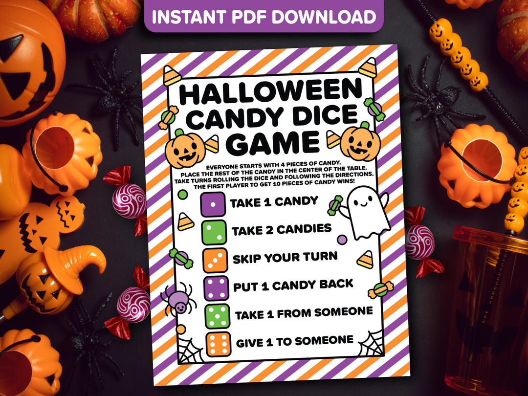 Halloween Candy Dice Game Printable | Fall Game Digital Download ...