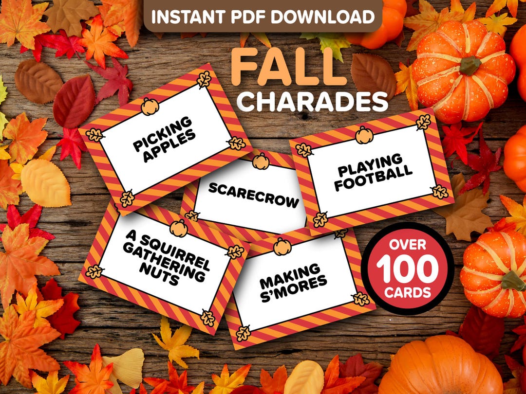 Fall Charades Game Printable | 112 Fall Charades Cards Digital Download ...