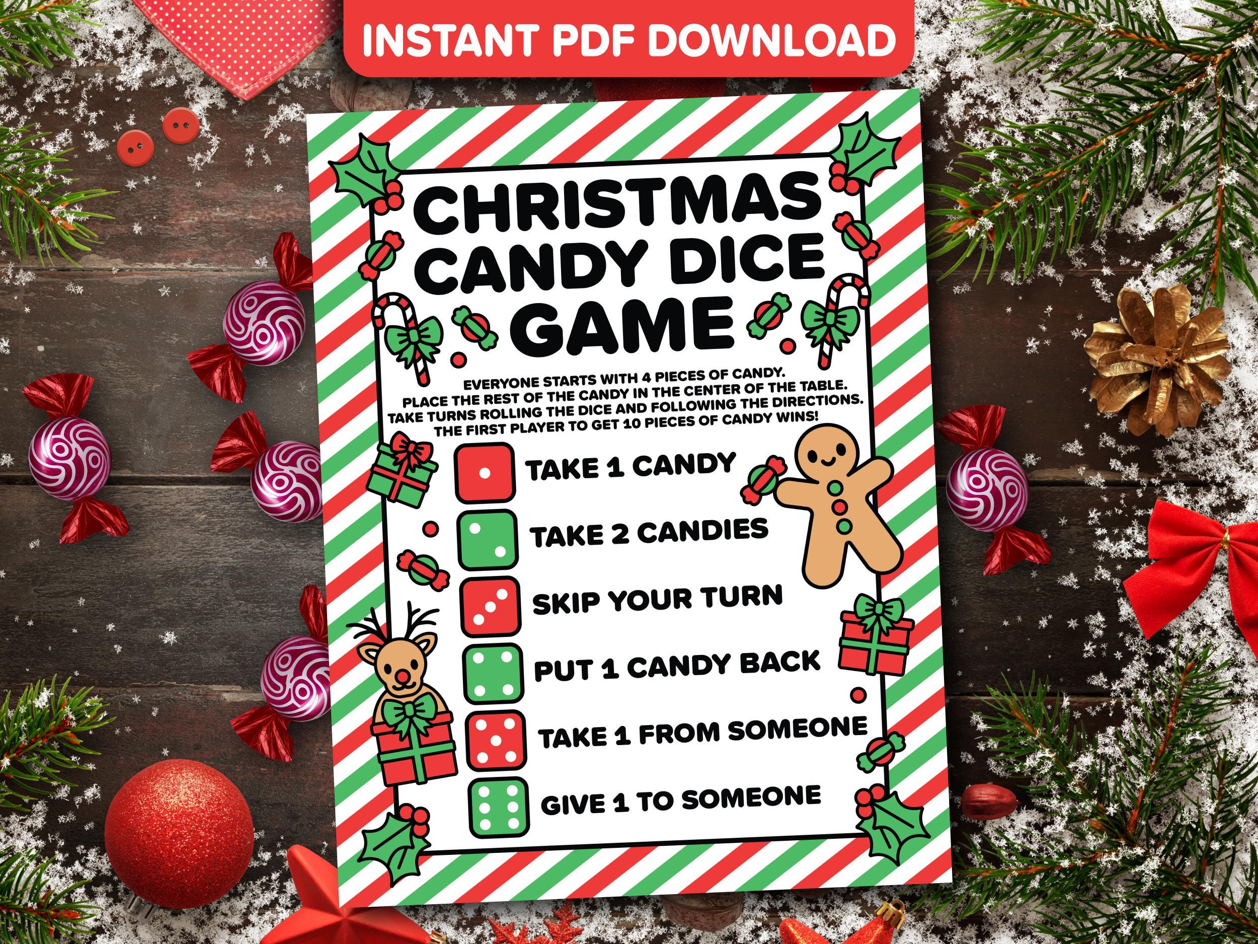Christmas Candy Dice Game Printable | Holiday Game Digital Download ...