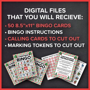 50 Christmas Bingo Cards Printable | Christmas Bingo Game Digital ...