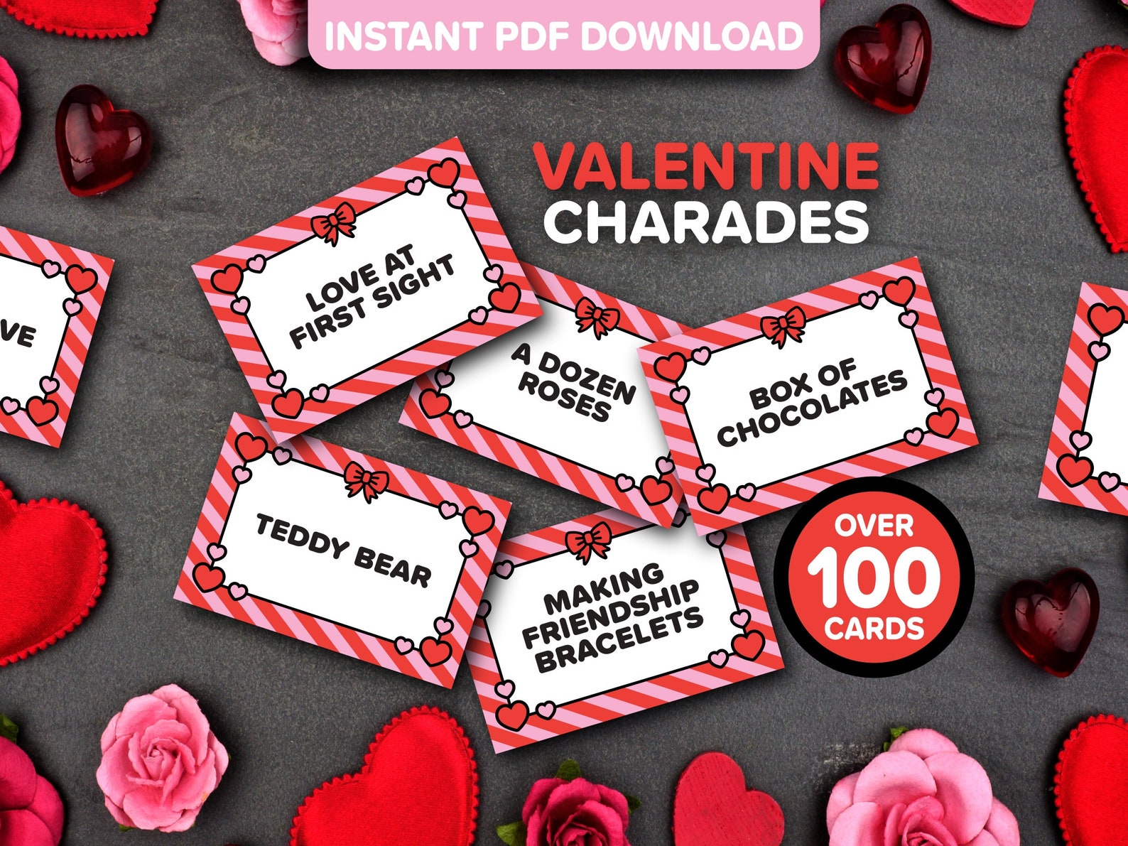 Valentine Charades Game Printable | 112 Valentine’s Day Charades Cards ...