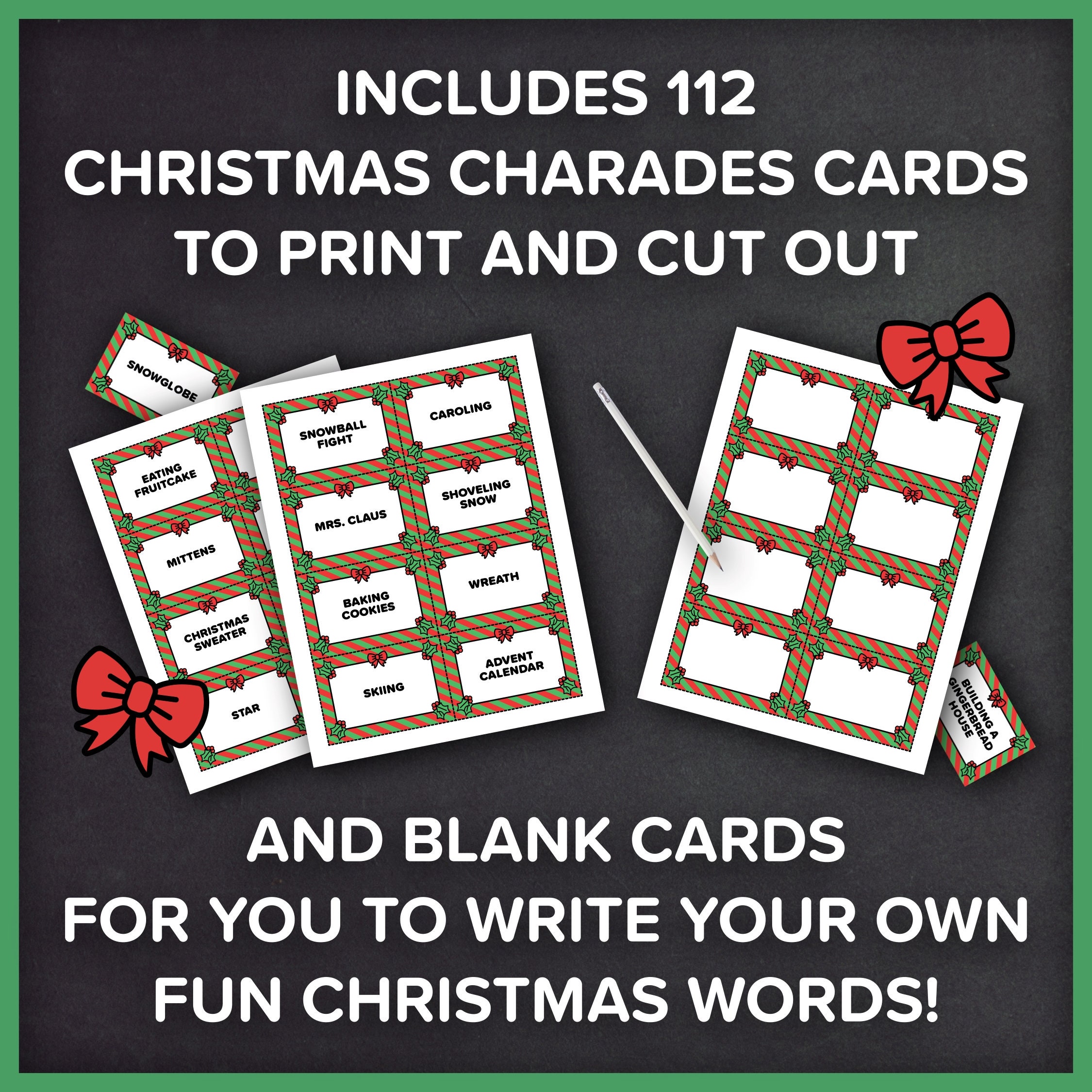 Christmas Charades Game Printable | 112 Christmas Charades Cards ...