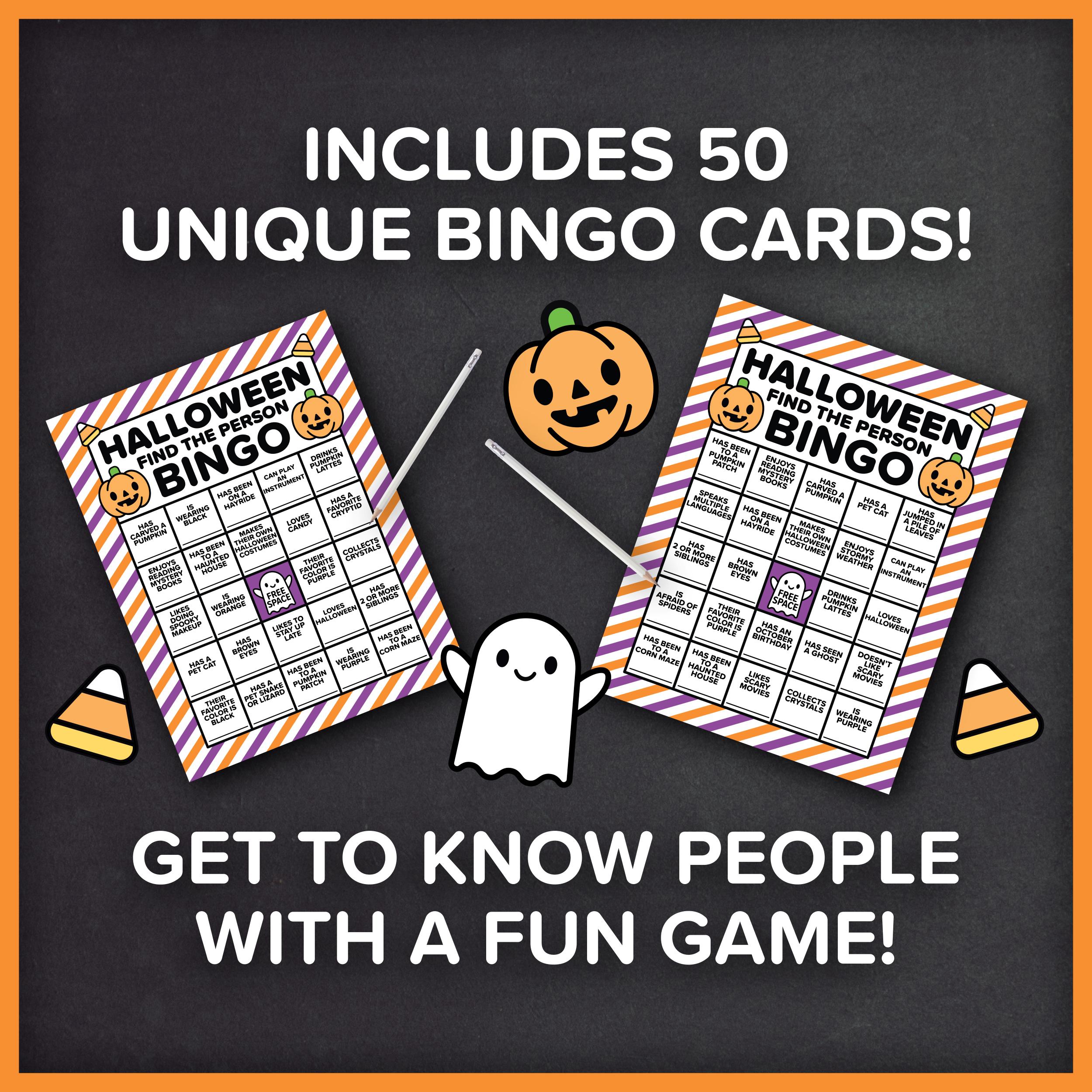 50 Halloween Find the Person Bingo Cards Printable | Spooky Bingo Get ...