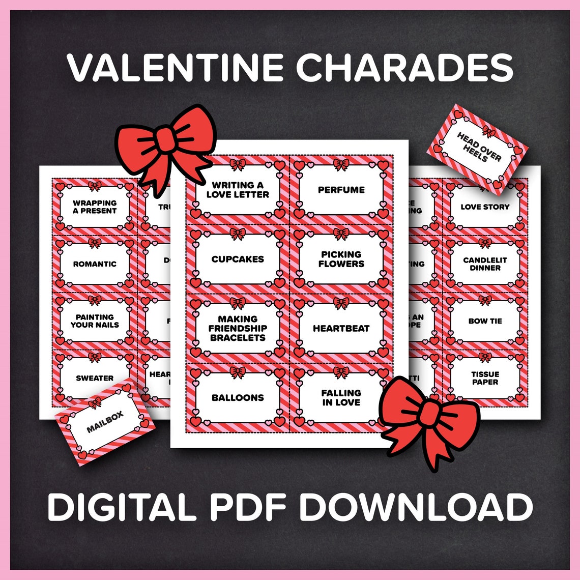 Valentine Charades Game Printable | 112 Valentine’s Day Charades Cards ...