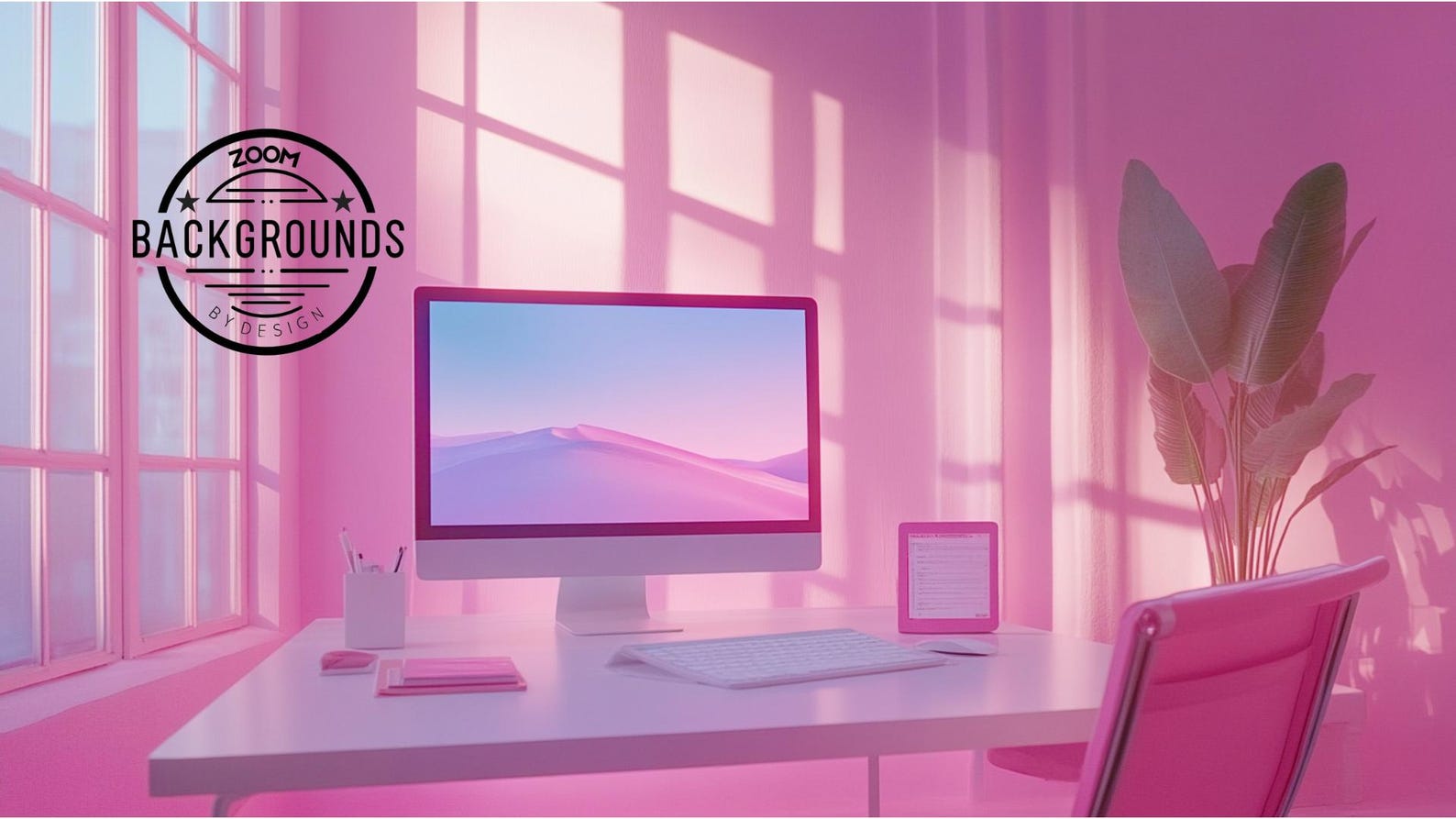 Virtual Back Grounds for Zoom Meetings Pink Creative Workspace for Zoom ...