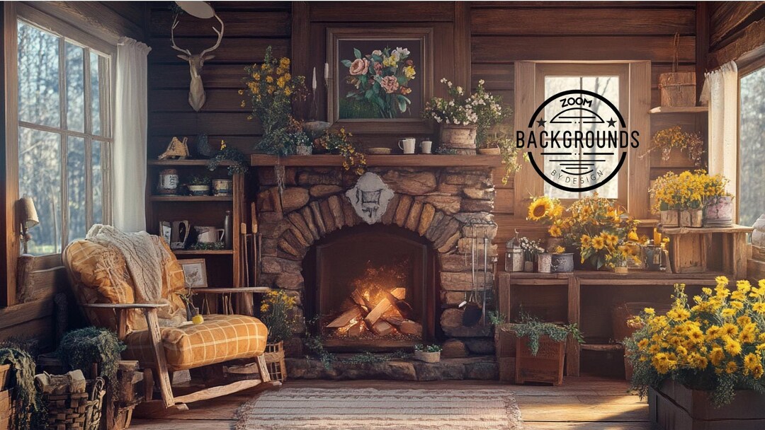 Virtual Back Grounds for Zoom Meetings Cozy Cabin Background Zoom MS ...