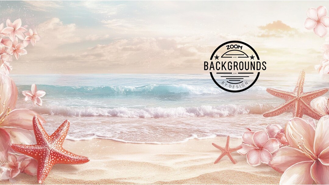 Virtual Back Grounds for Zoom Meetings Summer Pink Floral Ocean, Sandy ...