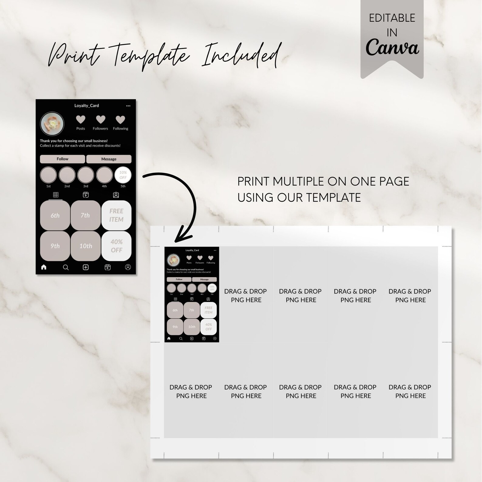 Loyalty Business Card, Editable Loyalty Card Canva Template for Small ...