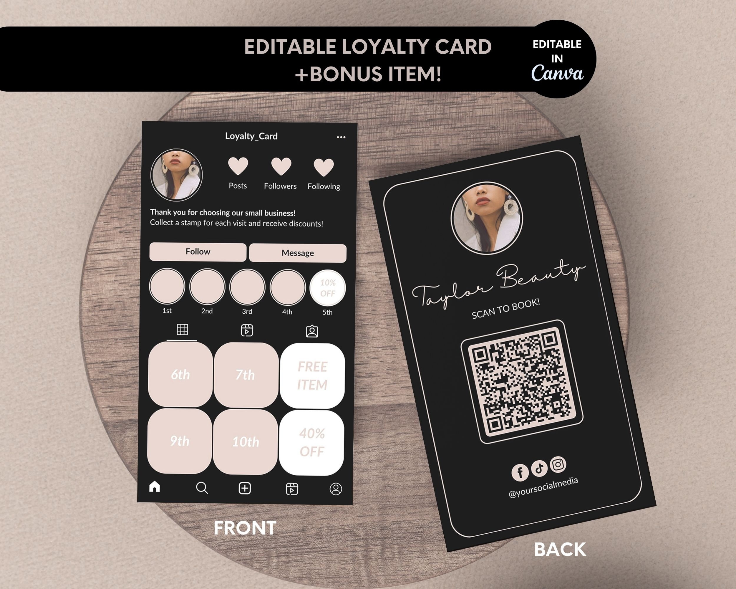 Loyalty Business Card, Editable Loyalty Card Canva Template for Small ...