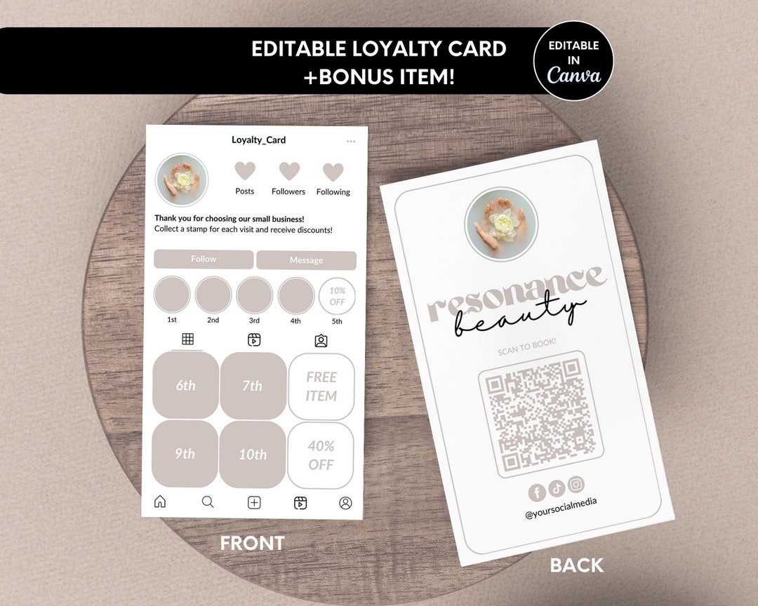 Loyalty Business Card, Editable Loyalty Card Template for Small ...