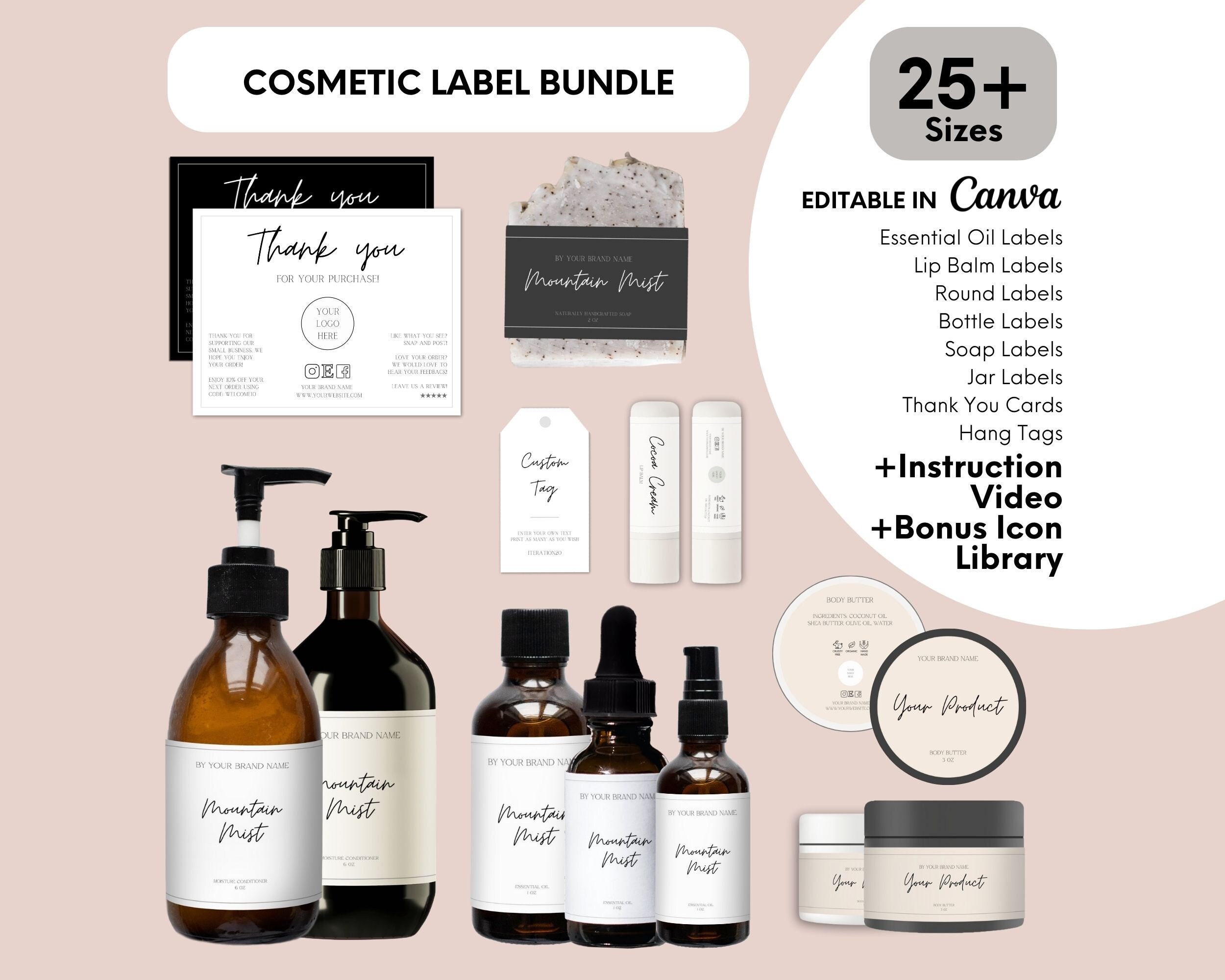 Minimal Cosmetic Label Template Skincare Product Label Sticker Canva ...