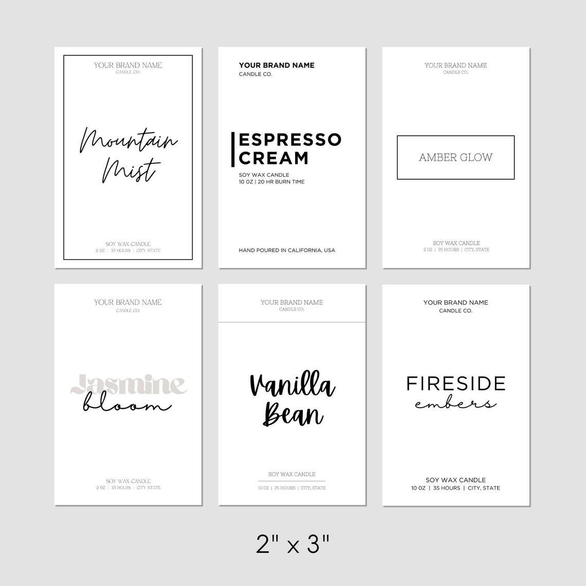 Editable Candle Label Bundle, Canva Label Template for Candle Business ...