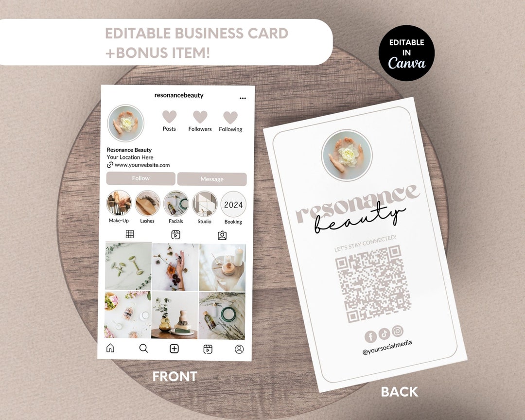 Instagram Business Card, Editable Business Card Template for Business ...