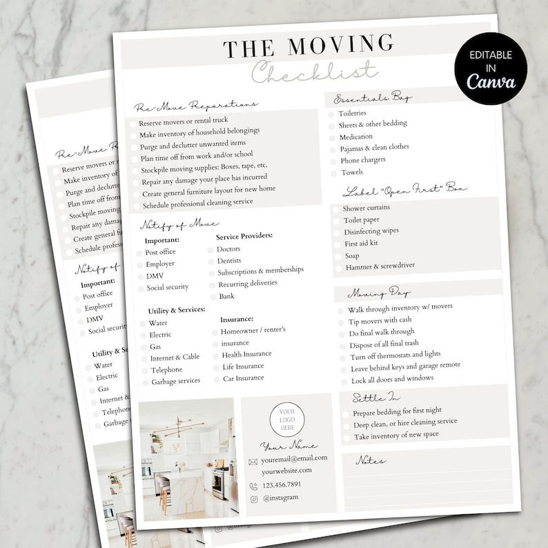 Real Estate Template, Real Estate Moving Checklist, Realtor Moving ...