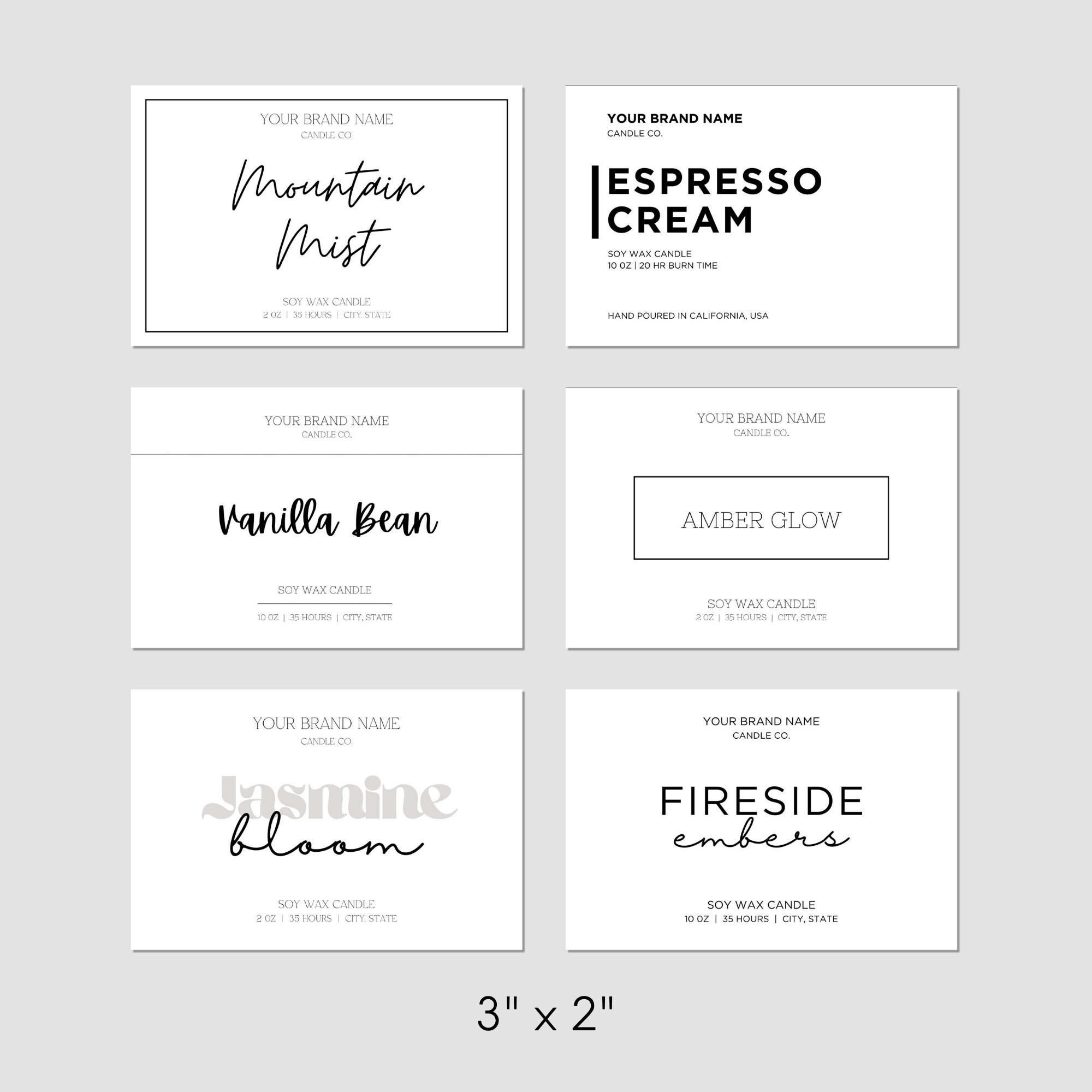 Editable Candle Label Bundle, Canva Label Template for Candle Business ...