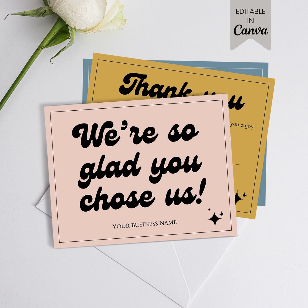 Retro Editable Canva Thank You Card Business Thank You Insert Card ...