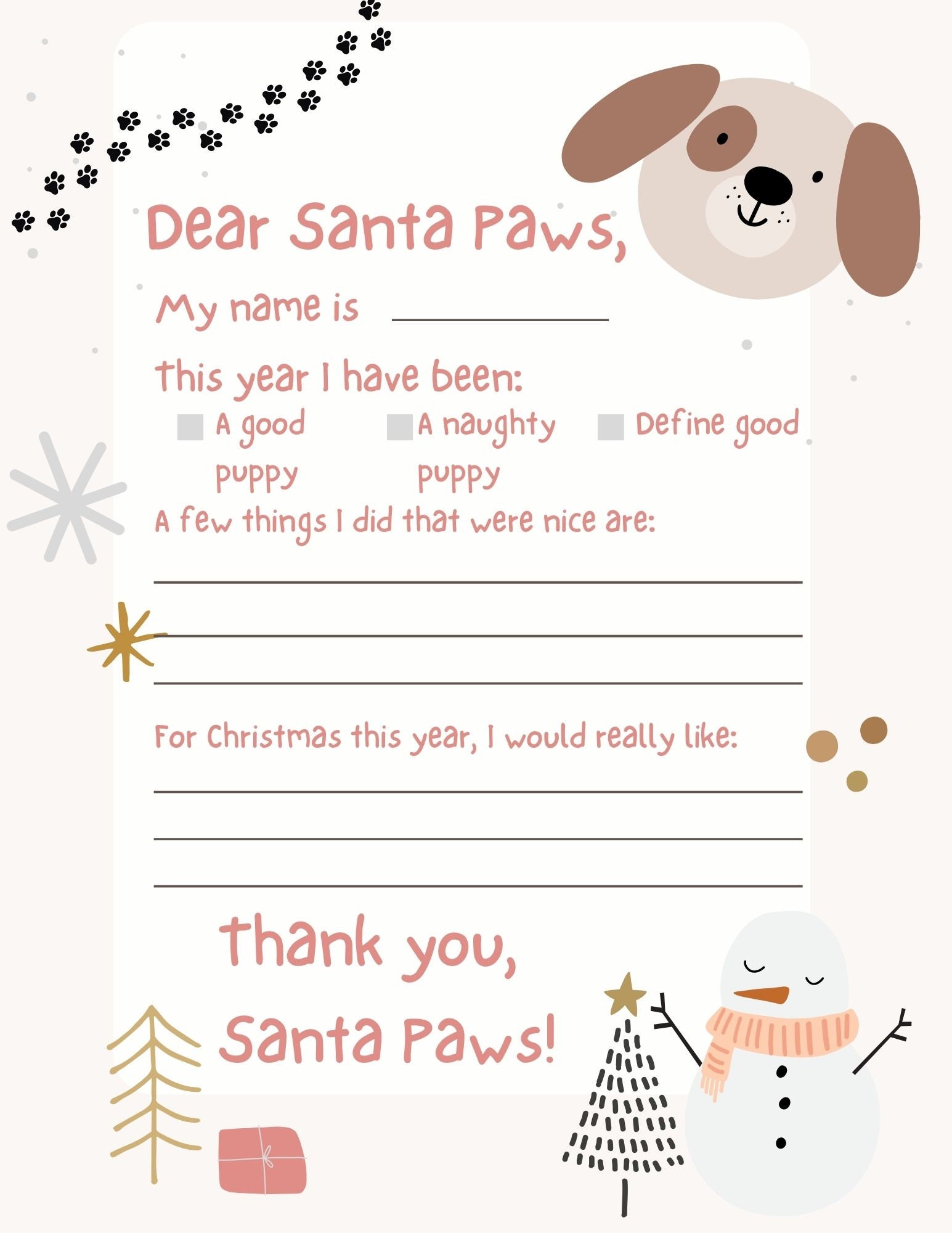 Santa Paws Letter From a Good Puppy - Etsy