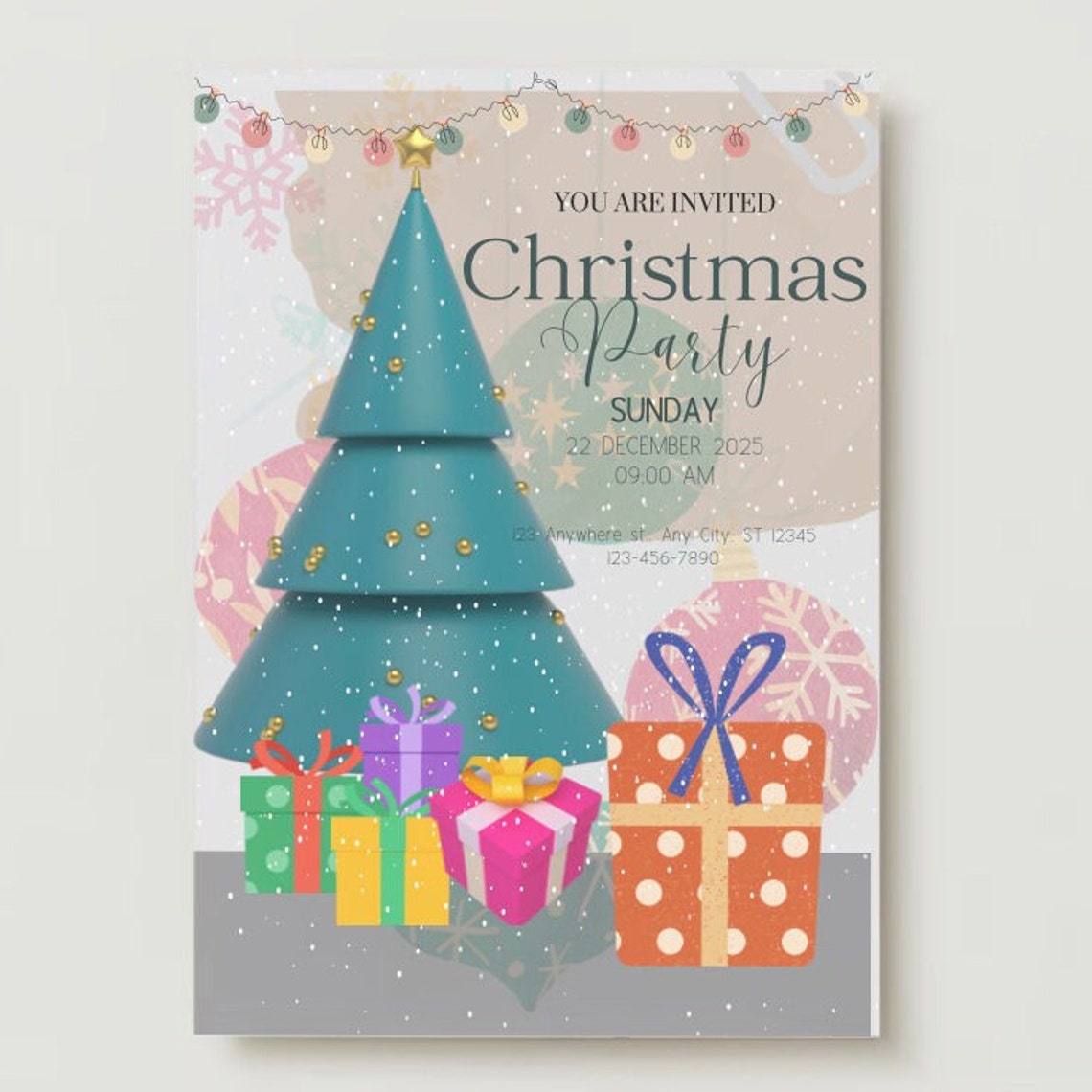 Editable Christmas Party Invitation Template, Christmas Invitation ...