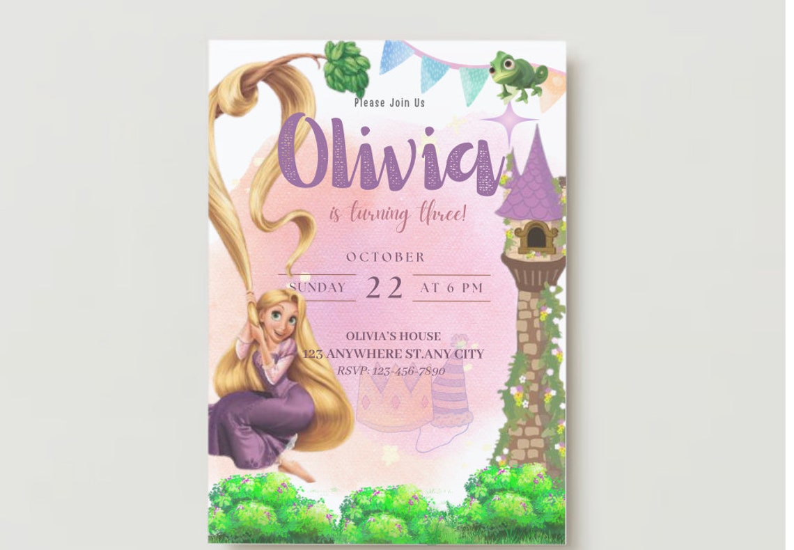 Editable Rapunzel Birthday Invitation, Disney Princess Birthday ...