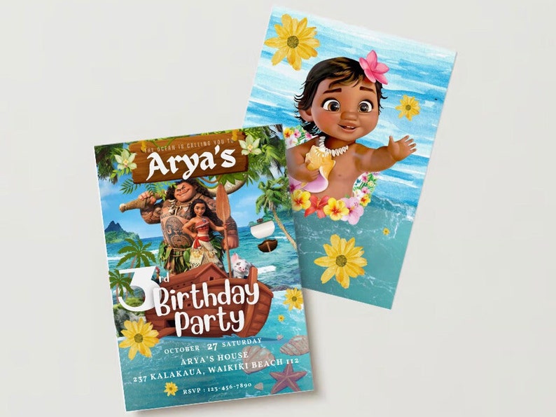 Editable Moana Birthday Invitation Template, Disney Princess Moana ...