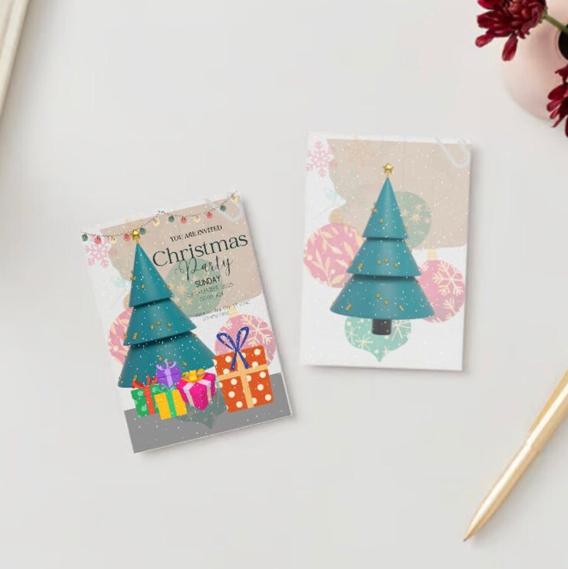 Editable Christmas Party Invitation Template, Christmas Invitation ...