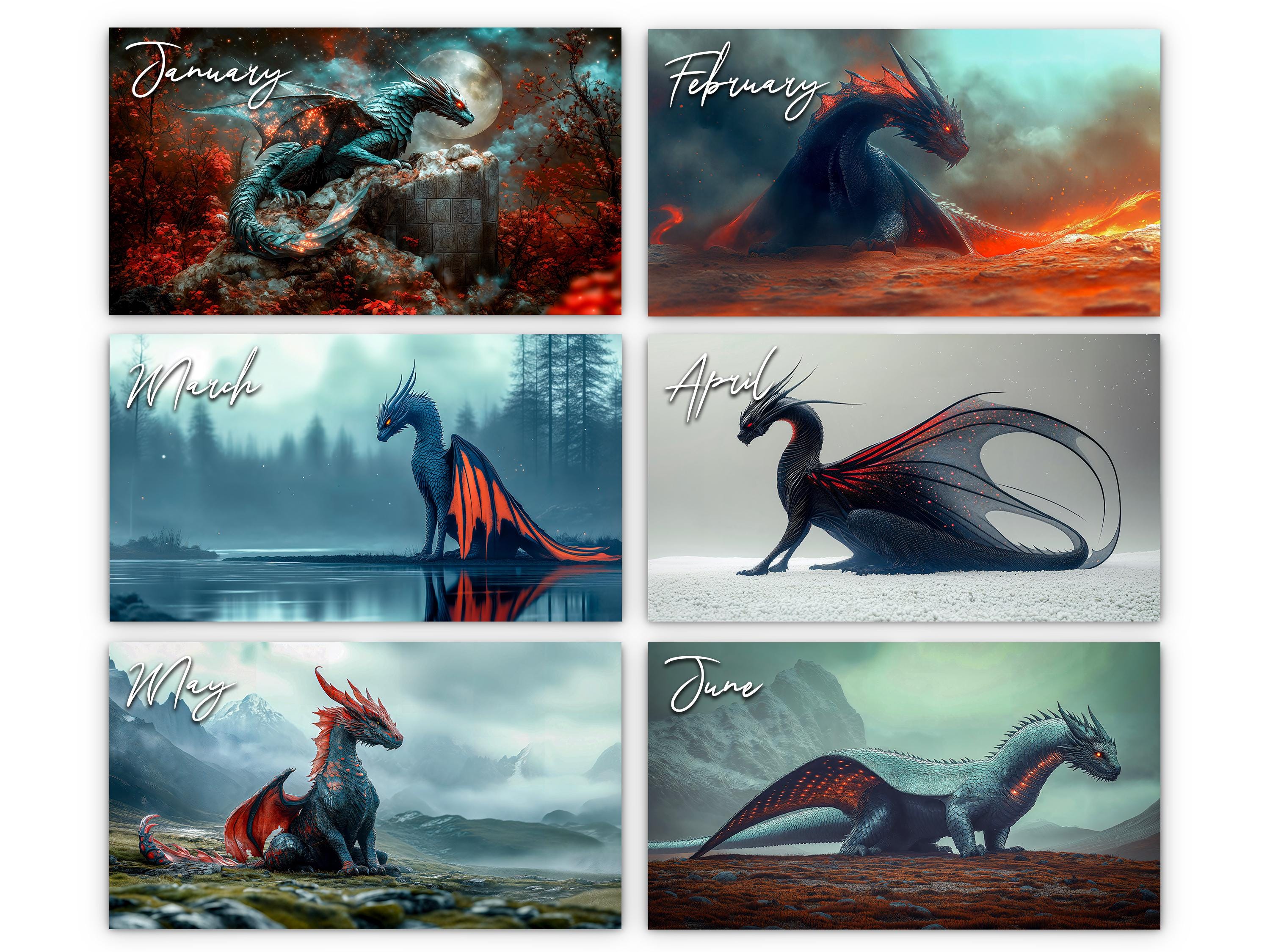 2026 Dragon Dark Wall Calendar by Kaleidoscope Artisan – Mystical ...