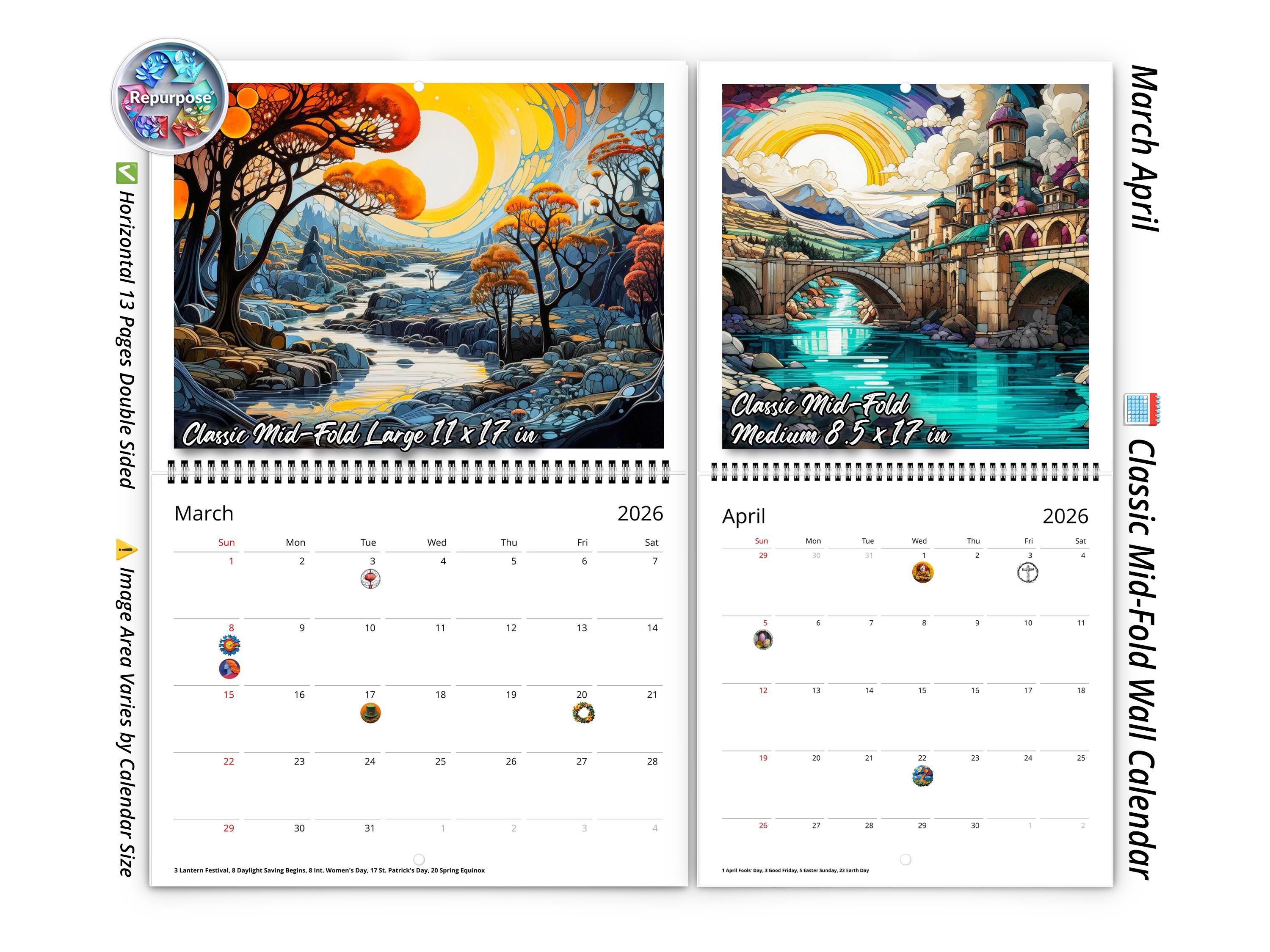 2026 Surreal Horizons Wall Calendar by Kaleidoscope Artisan – Mystical ...
