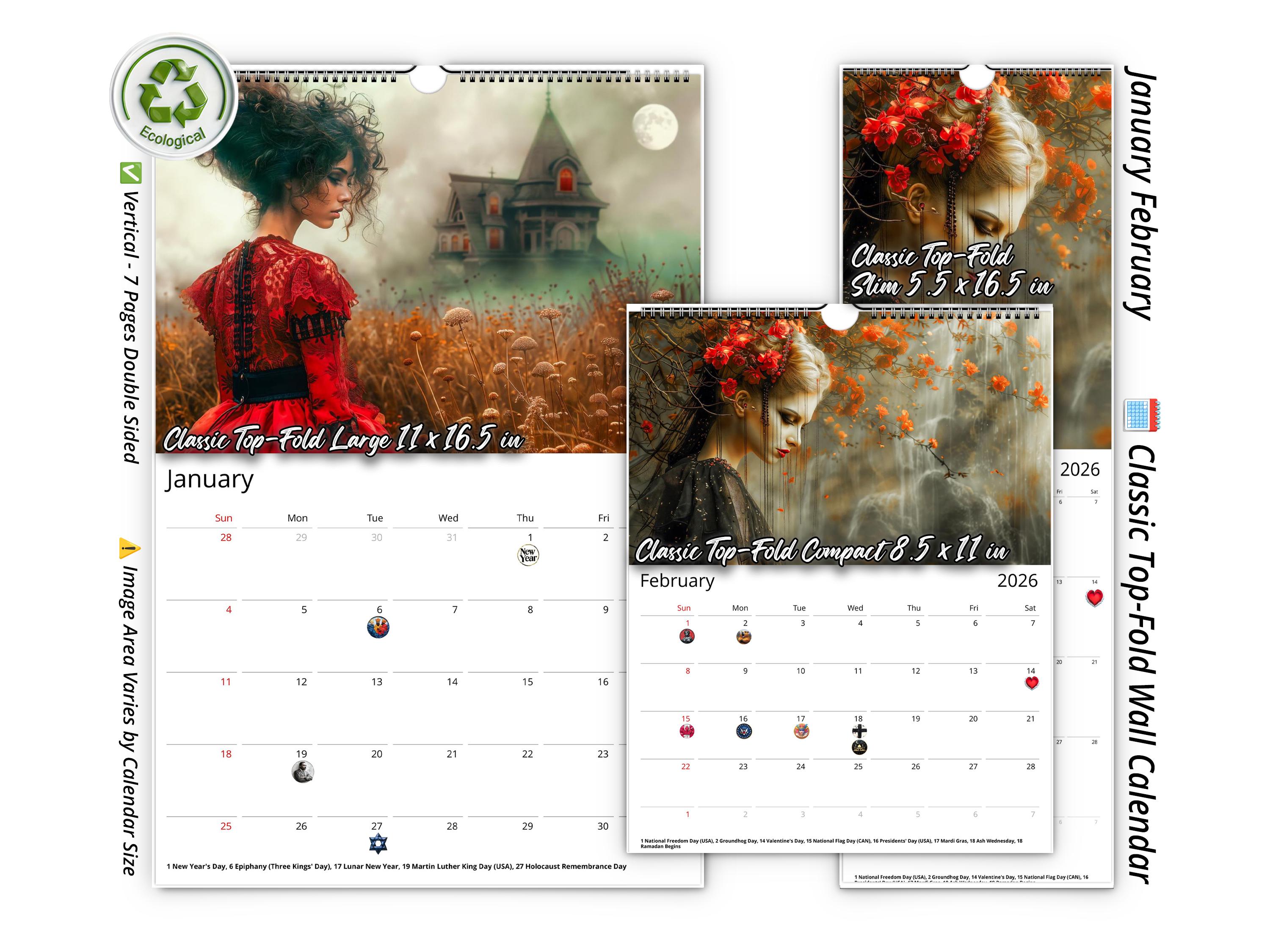 2026 Gothic Dream Wall Calendar by Kaleidoscope Artisan – Enigmatic ...