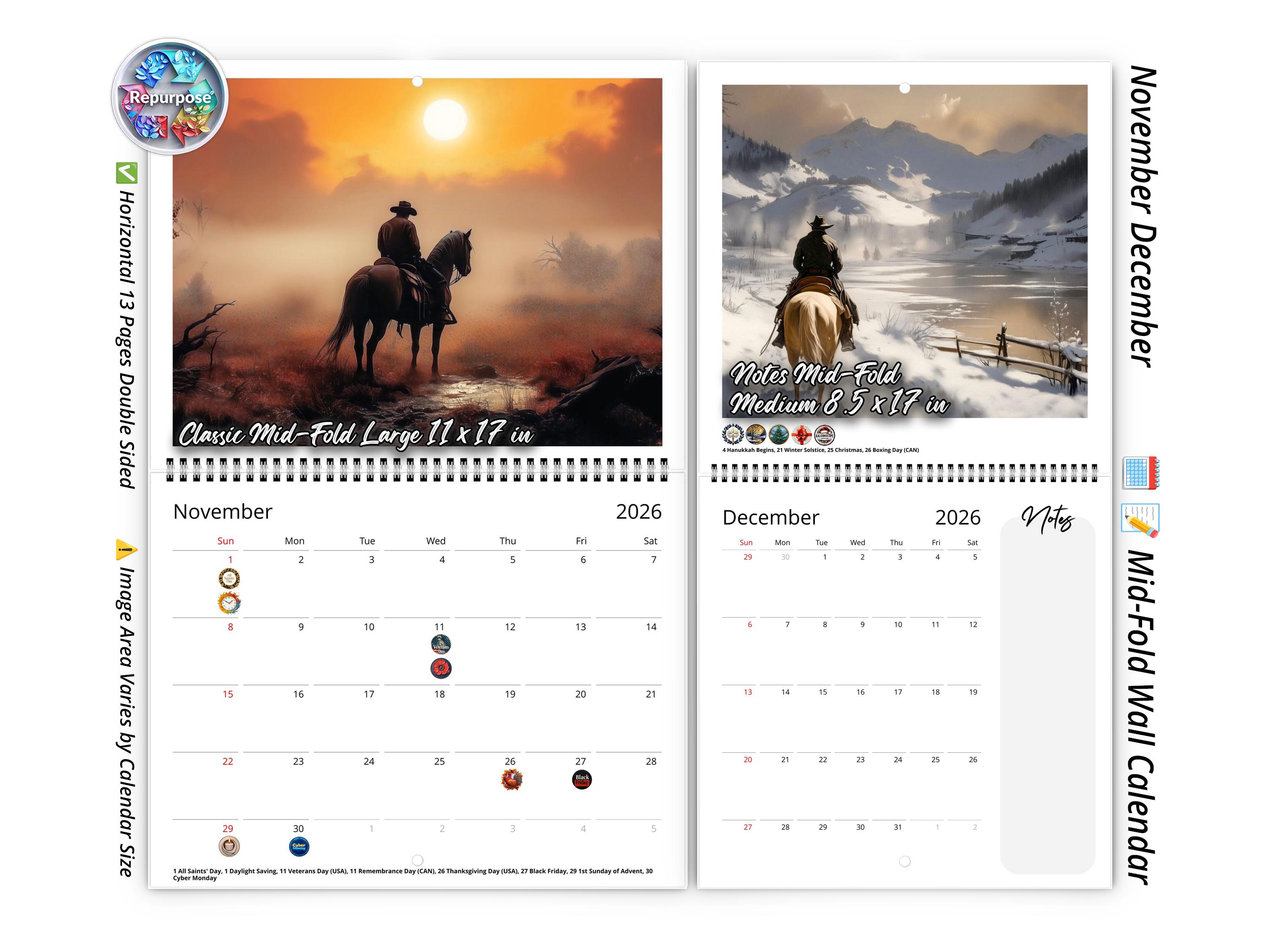 2026 Western Trails Wall Calendar by Kaleidoscope Artisan – Captivating ...