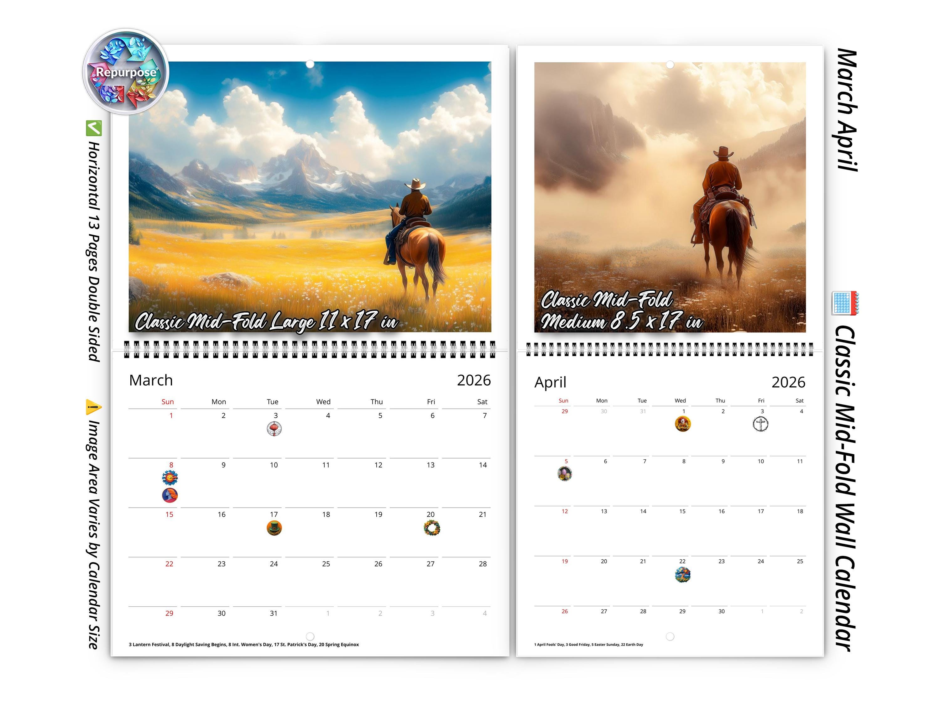 2026 Western Trails Wall Calendar by Kaleidoscope Artisan – Captivating ...