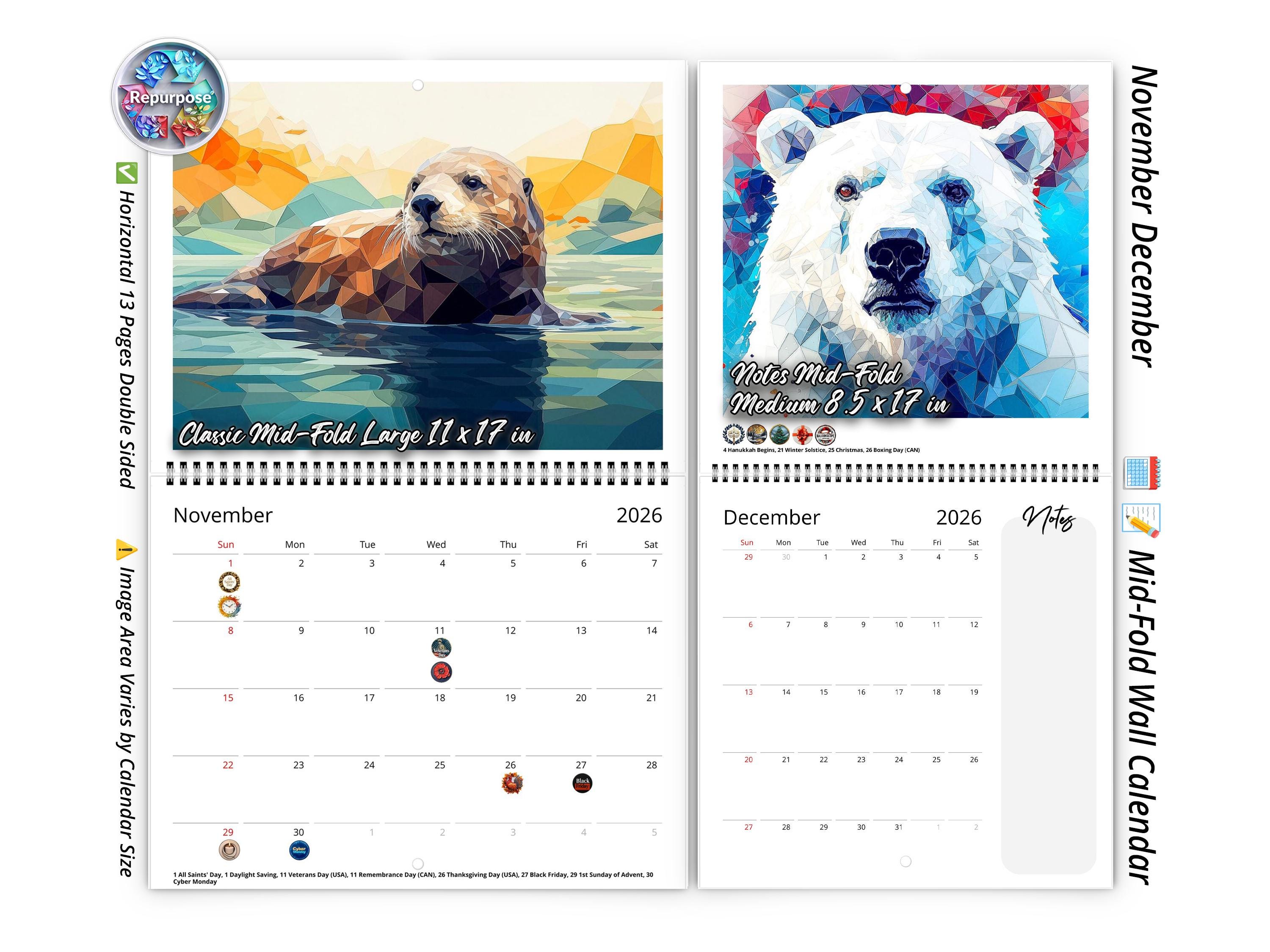 2026 Alaska Wildlife Wall Calendar by Kaleidoscope Artisan – Vibrant ...