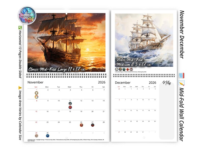 2026 Age of Sail Wall Calendar by Kaleidoscope Artisan – Nautical ...