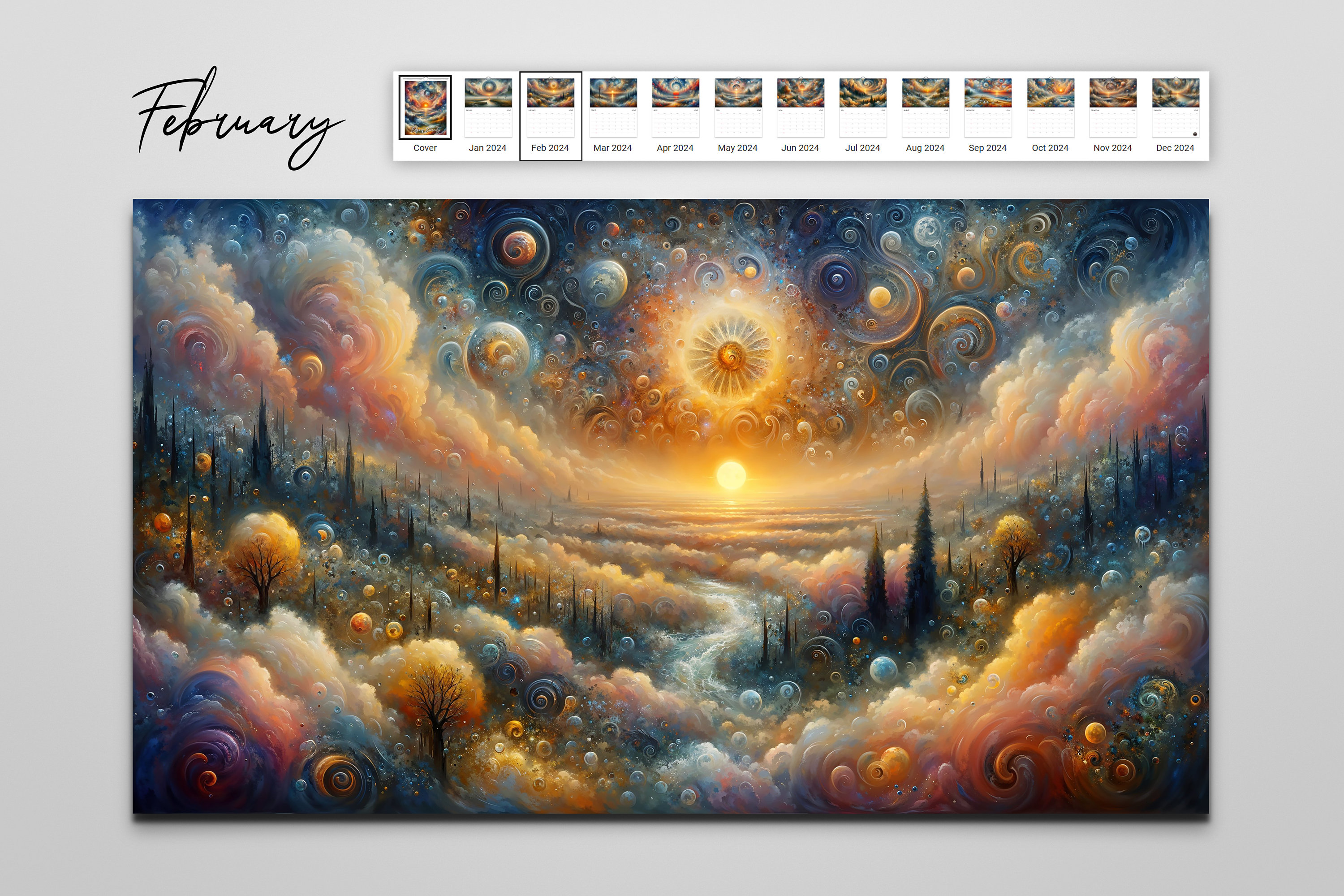 Kaleidoscope Artisan Wall Calendar 2024 Edge of Eternity - Etsy
