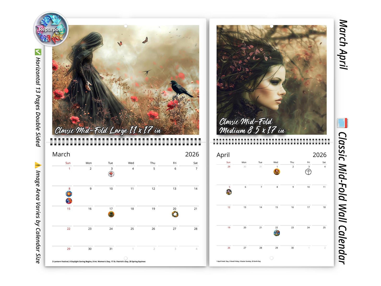 2026 Gothic Dream Wall Calendar by Kaleidoscope Artisan – Enigmatic ...