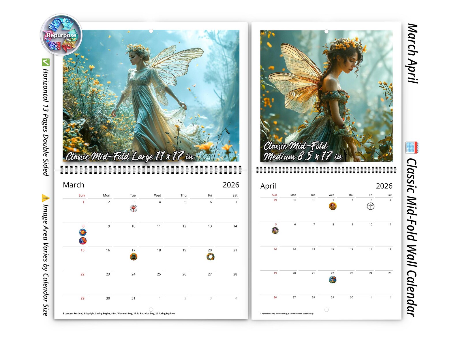 2026 Fairy Wall Calendar by Kaleidoscope Artisan – Magical Fantasy Art ...