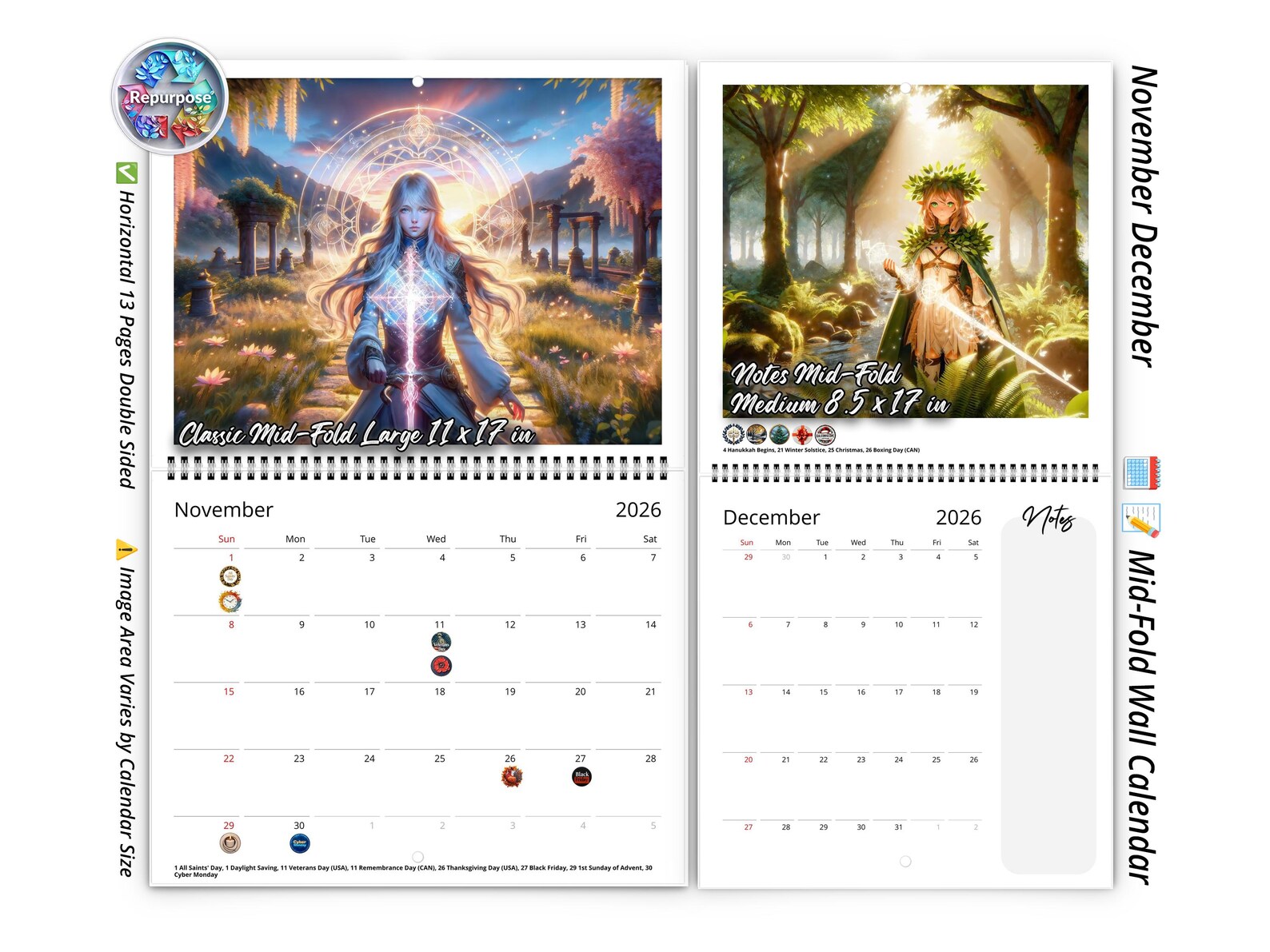 2026 Anime Horizons Wall Calendar by Kaleidoscope Artisan – Ethereal ...