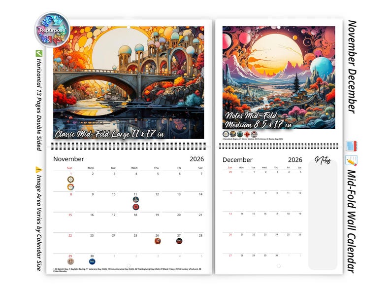 2026 Surreal Horizons Wall Calendar by Kaleidoscope Artisan – Mystical ...