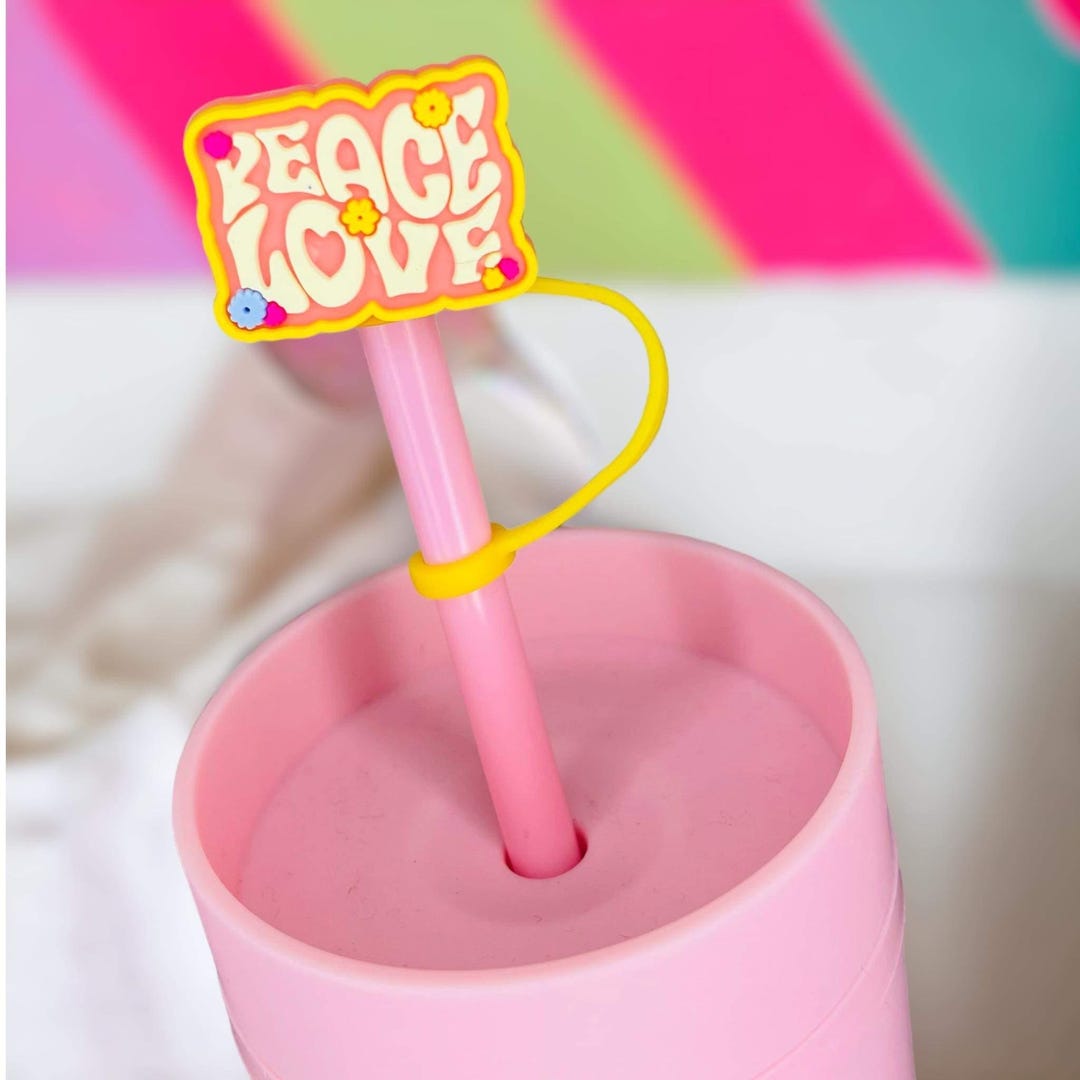 Peace Love Silicone Straw Topper: Tumbler Accessory (fits 8mm/10mm ...