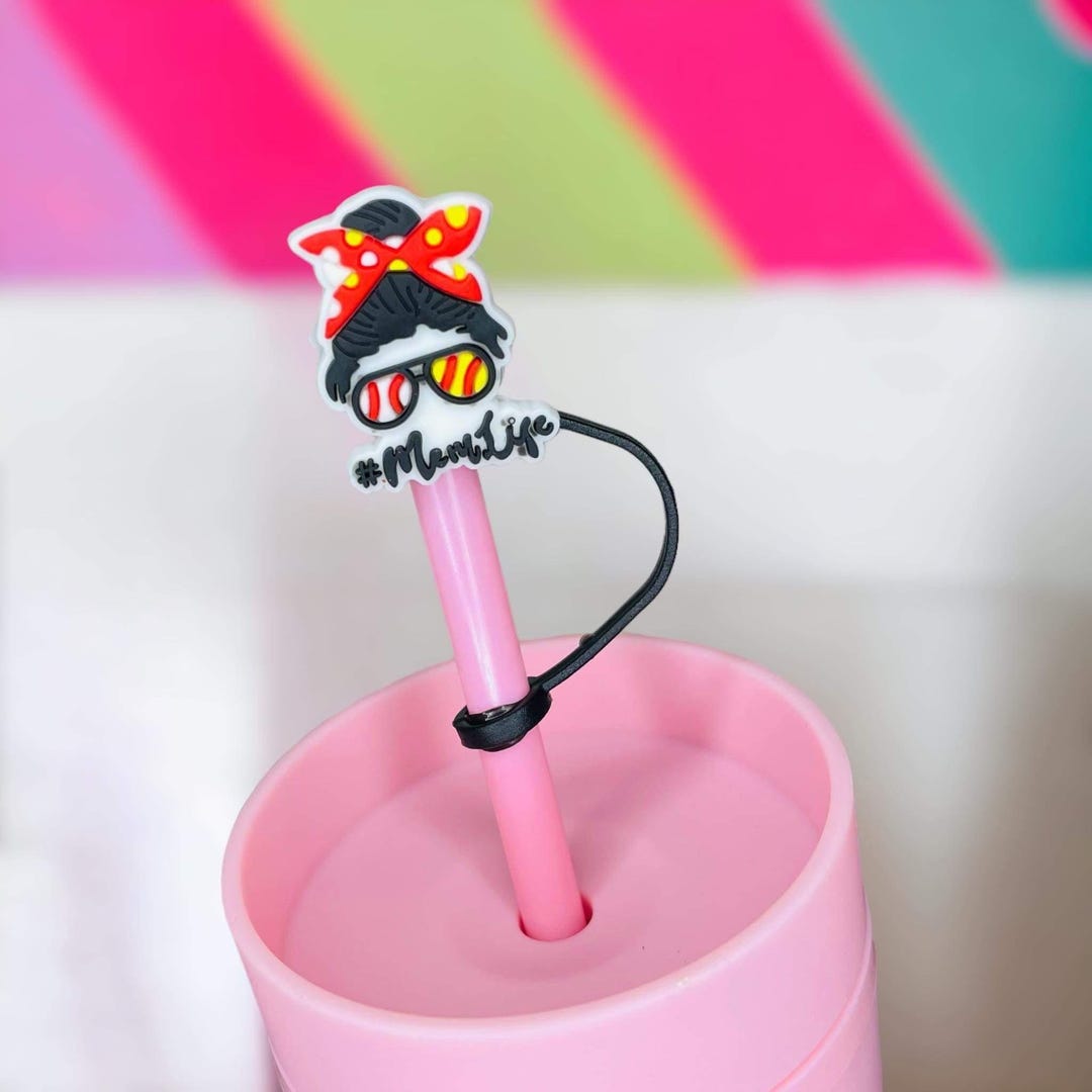 Softball Mom Life Straw Topper | Tumbler Accessories | Straw Cover ...