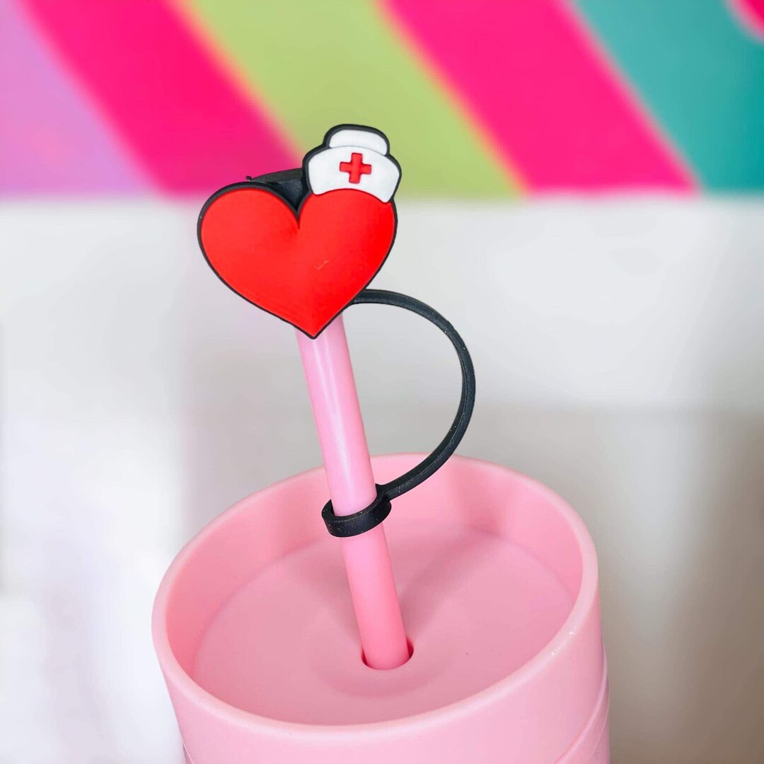 Nurse Heart Straw Topper | Tumbler Accessories | Straw Cover | Fits 8mm ...