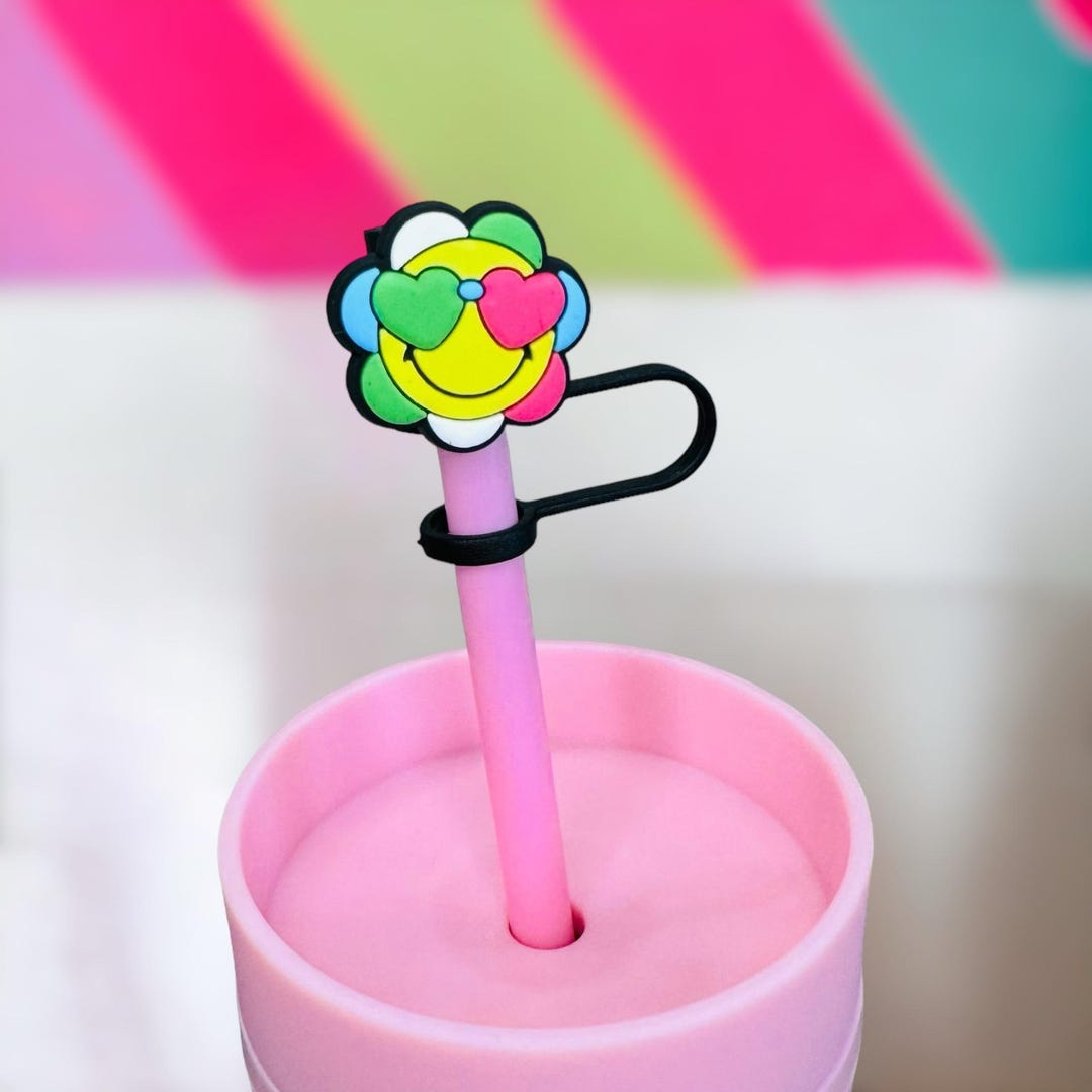 Smiley Straw Topper | Tumbler Accessories | Straw Cover | Fits 10mm ...