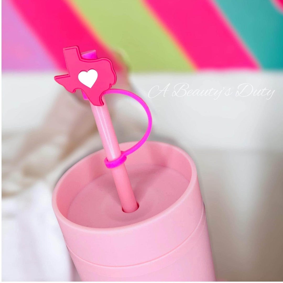 Pink Texas Straw Topper | Tumbler Accessories | Straw Cover | Fits 8mm ...
