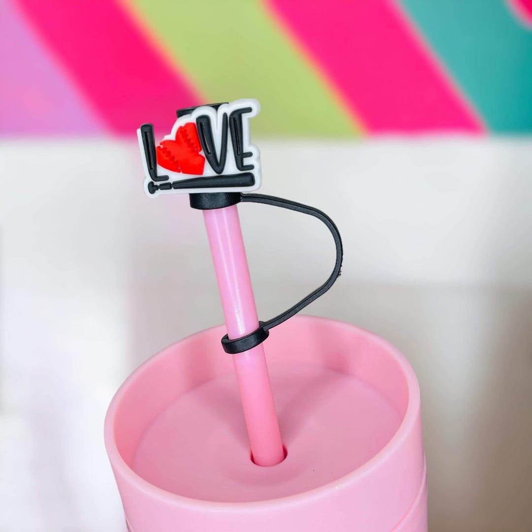 Love Softball Straw Topper | Tumbler Accessories | Straw Cover | Fits ...