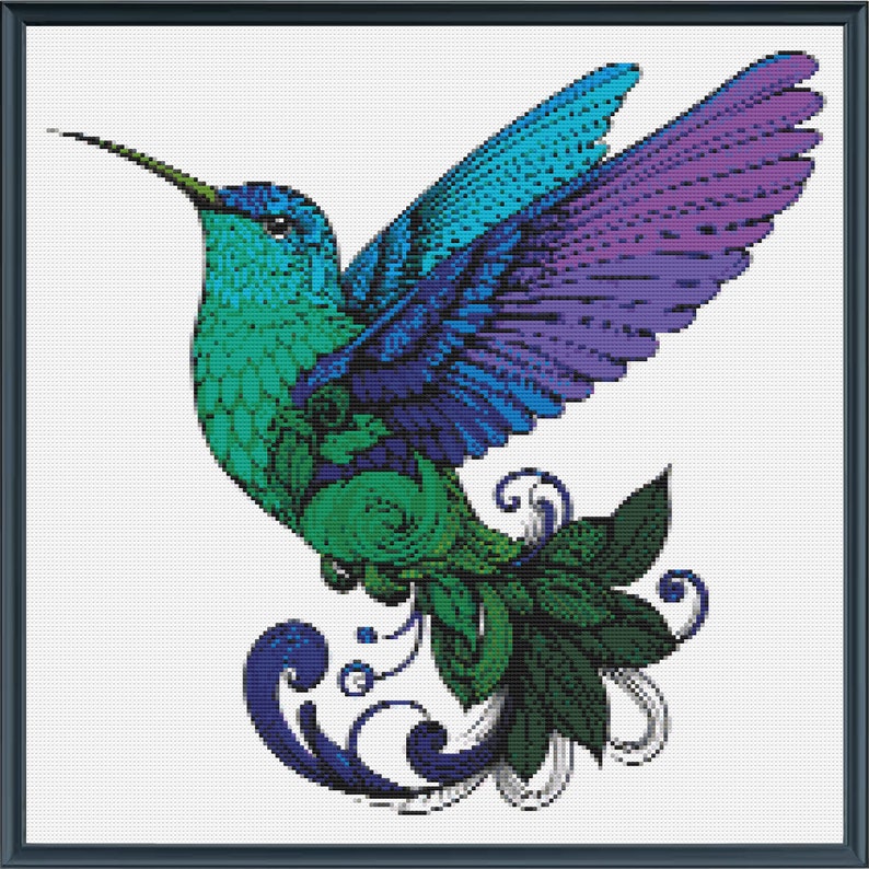 Cross Stitch Pattern Hummingbird in Flight Pattern Keeper Compatible ...