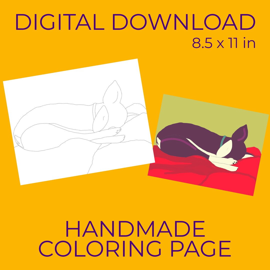Cozy Sleeping Dog Coloring Page Printable Coloring Page Digital ...