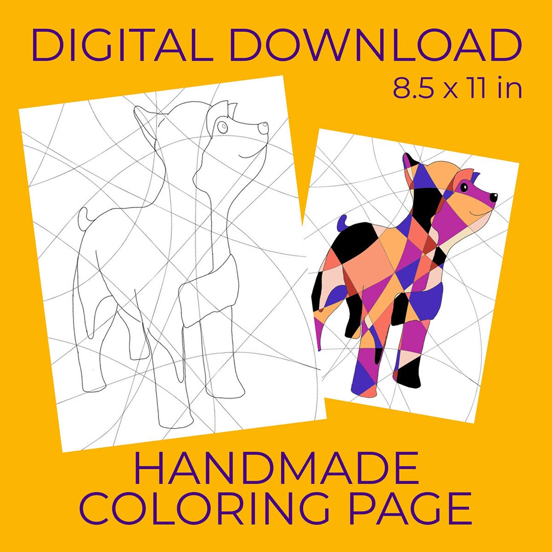 Dog Mosaic Art Coloring Page Handmade ~ Printable Coloring Page ...