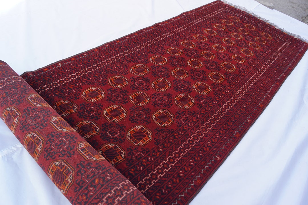 3x12 Antique Afghan Red Runner, Afghan Waziri Design Rug, High Quality ...