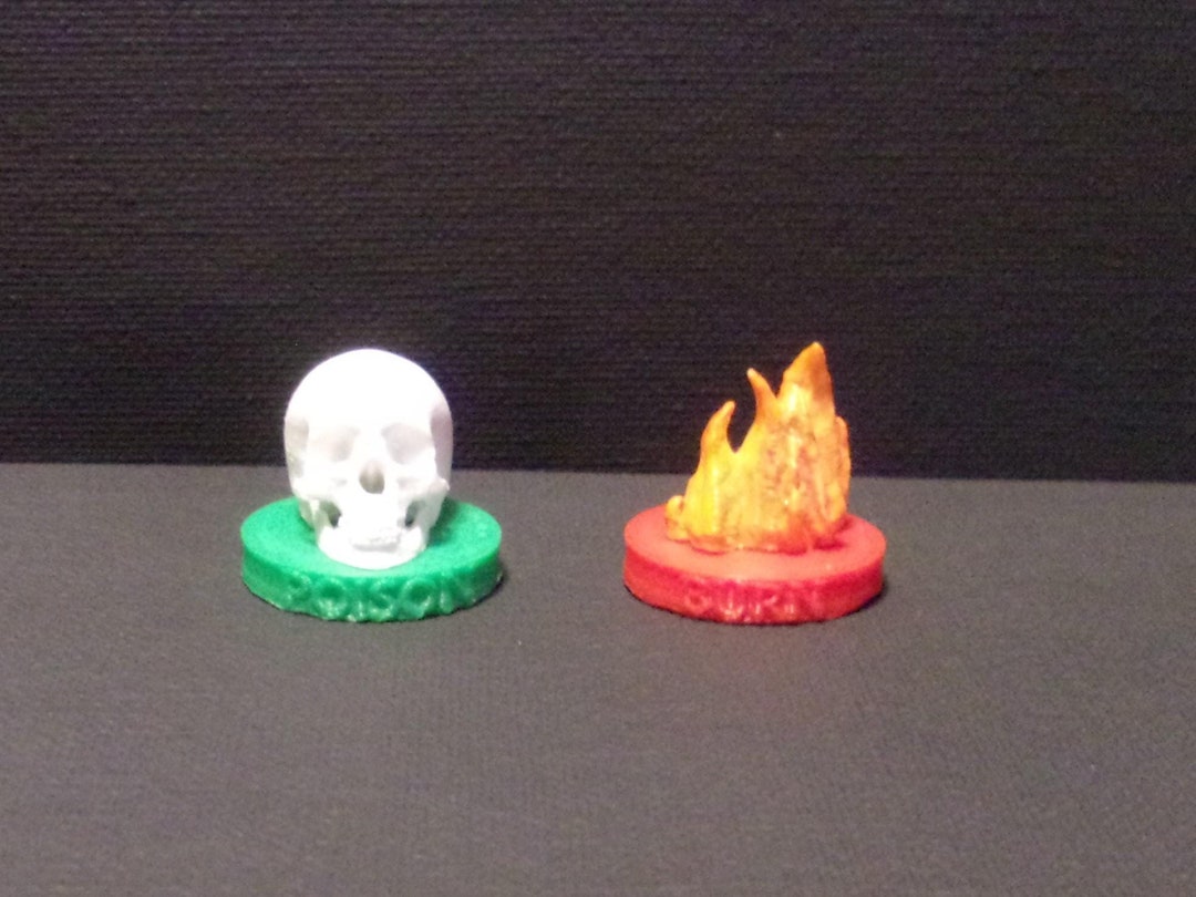 3D Printed Burn and Poison Status Markers for Pokemon Trading Card Game ...